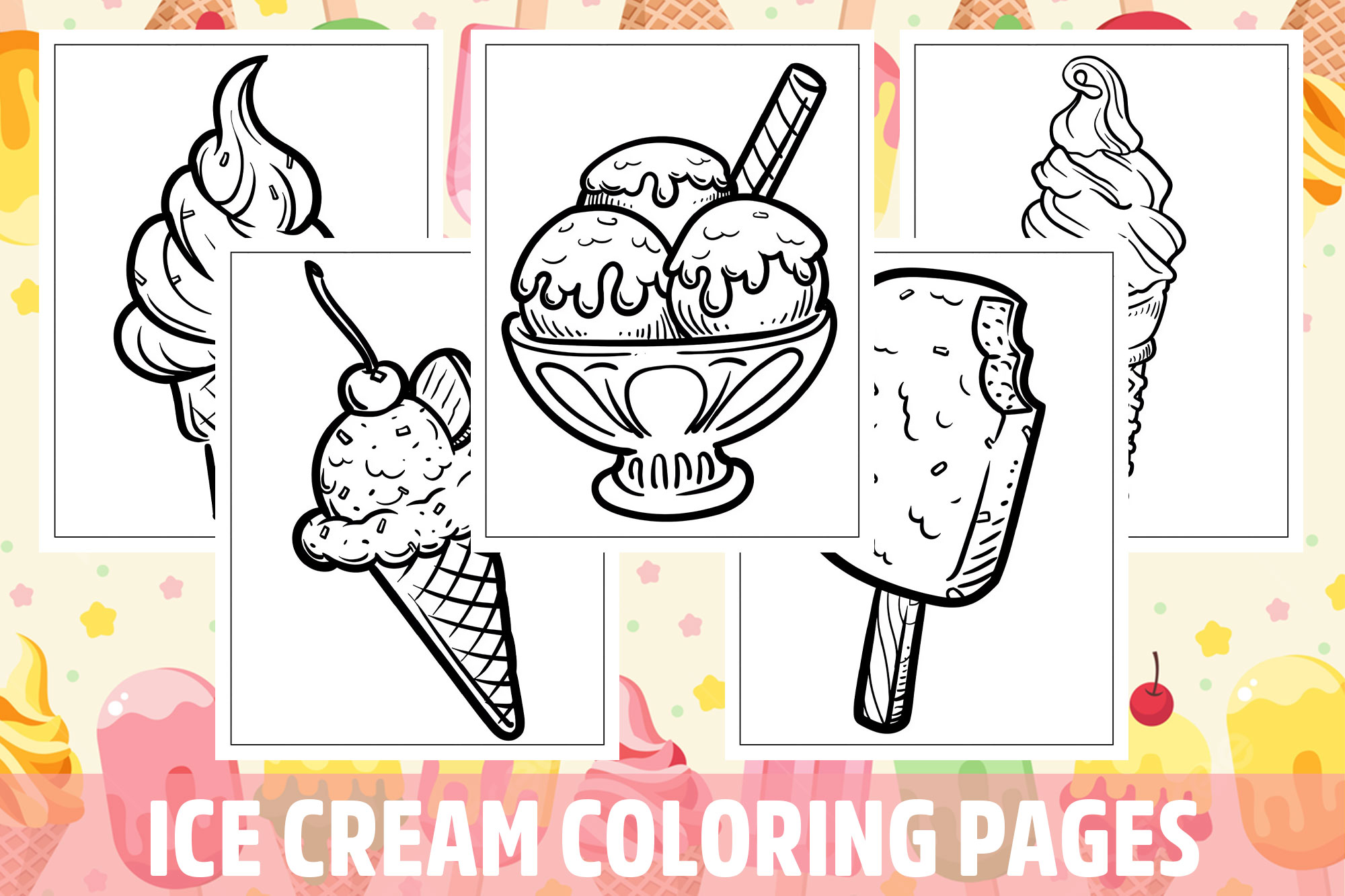 Ice Cream Coloring Pages for Kids, Girls, Boys, Teens Birthday School ...