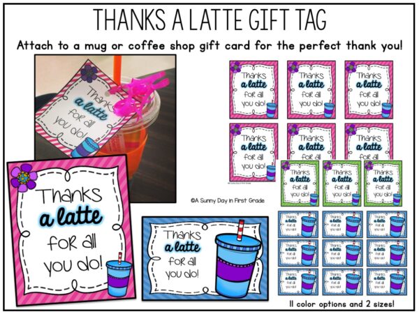 Thanks a Latte Gift Tag for End of Year | Made By Teachers