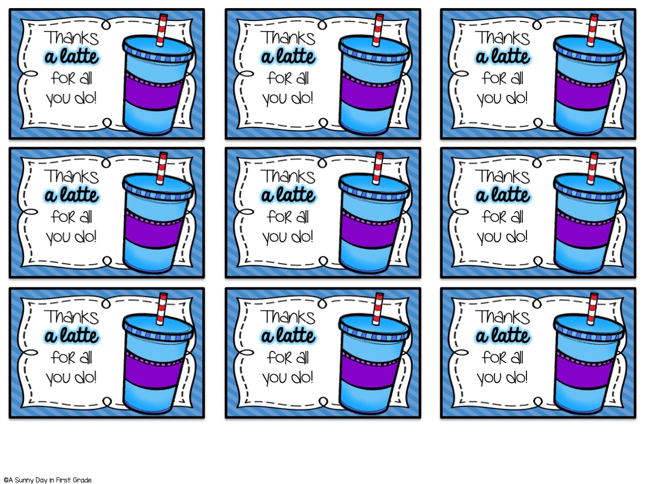 Thanks a Latte Gift Tag for End of Year | Made By Teachers