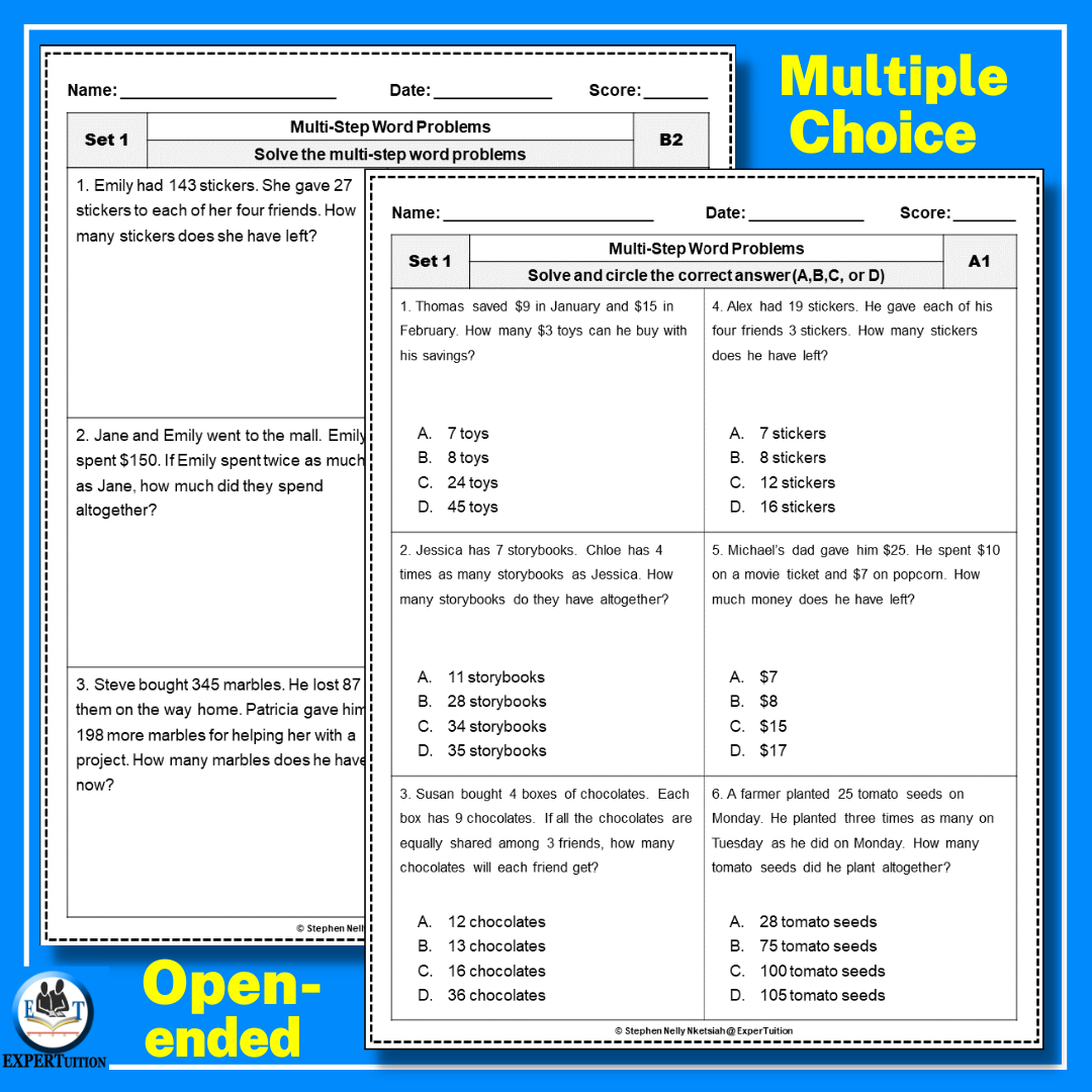 Multi-Step Word Problems Worksheets | 2-Step Word Problems All ...