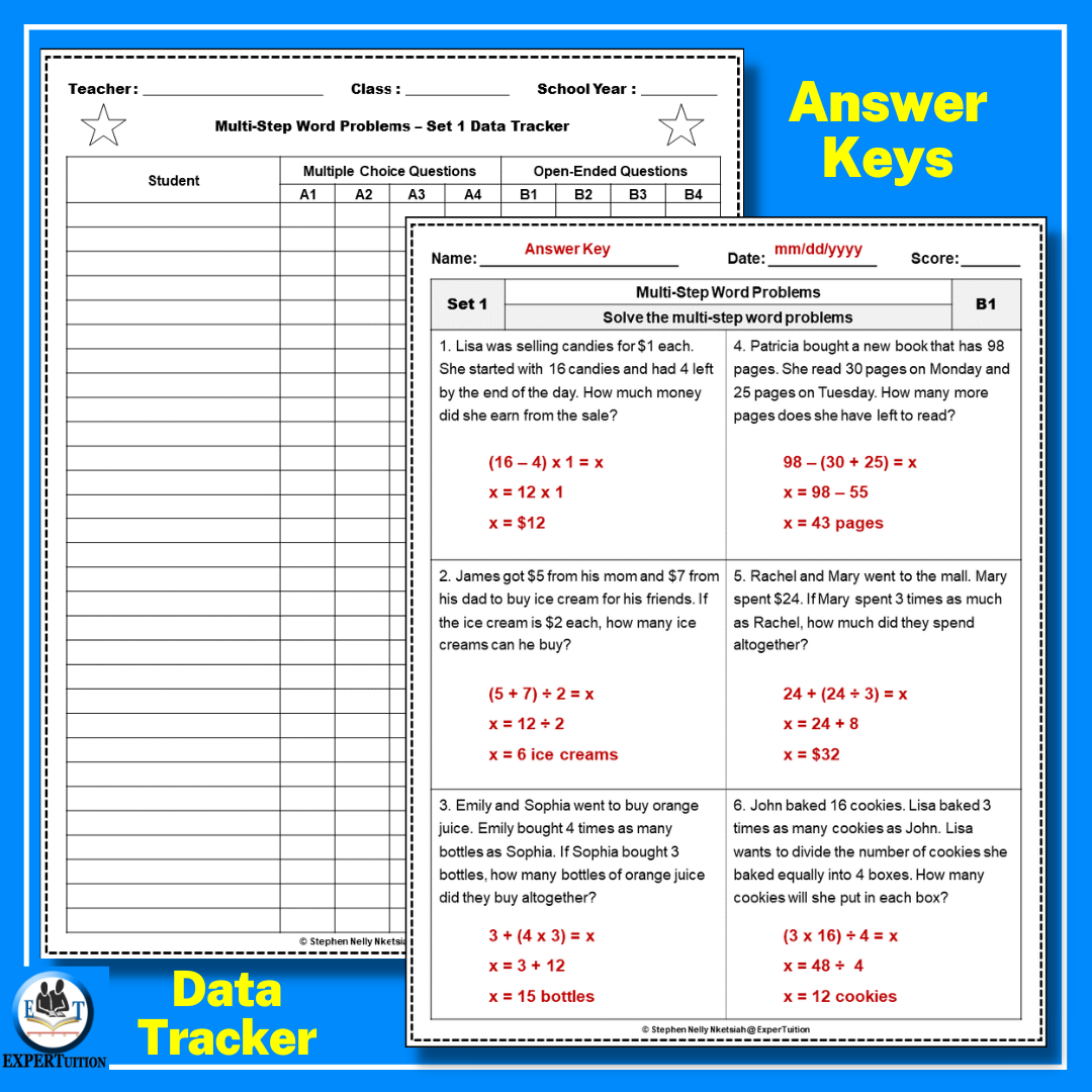 Multi Step Word Problems Worksheets | 2-Step Word Problems All ...