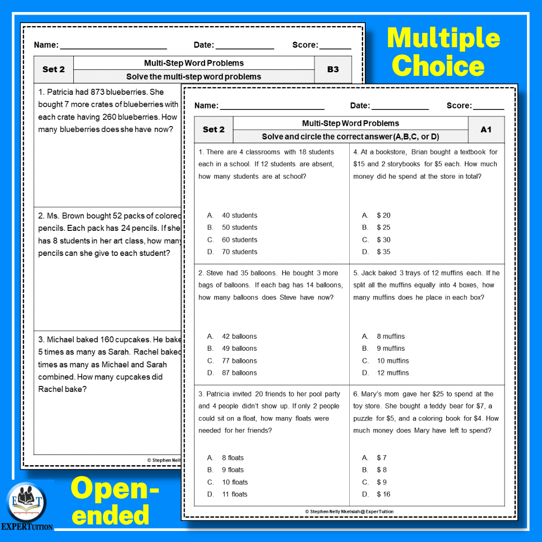 Multistep Word Problems Worksheets | Addition Subtraction ...