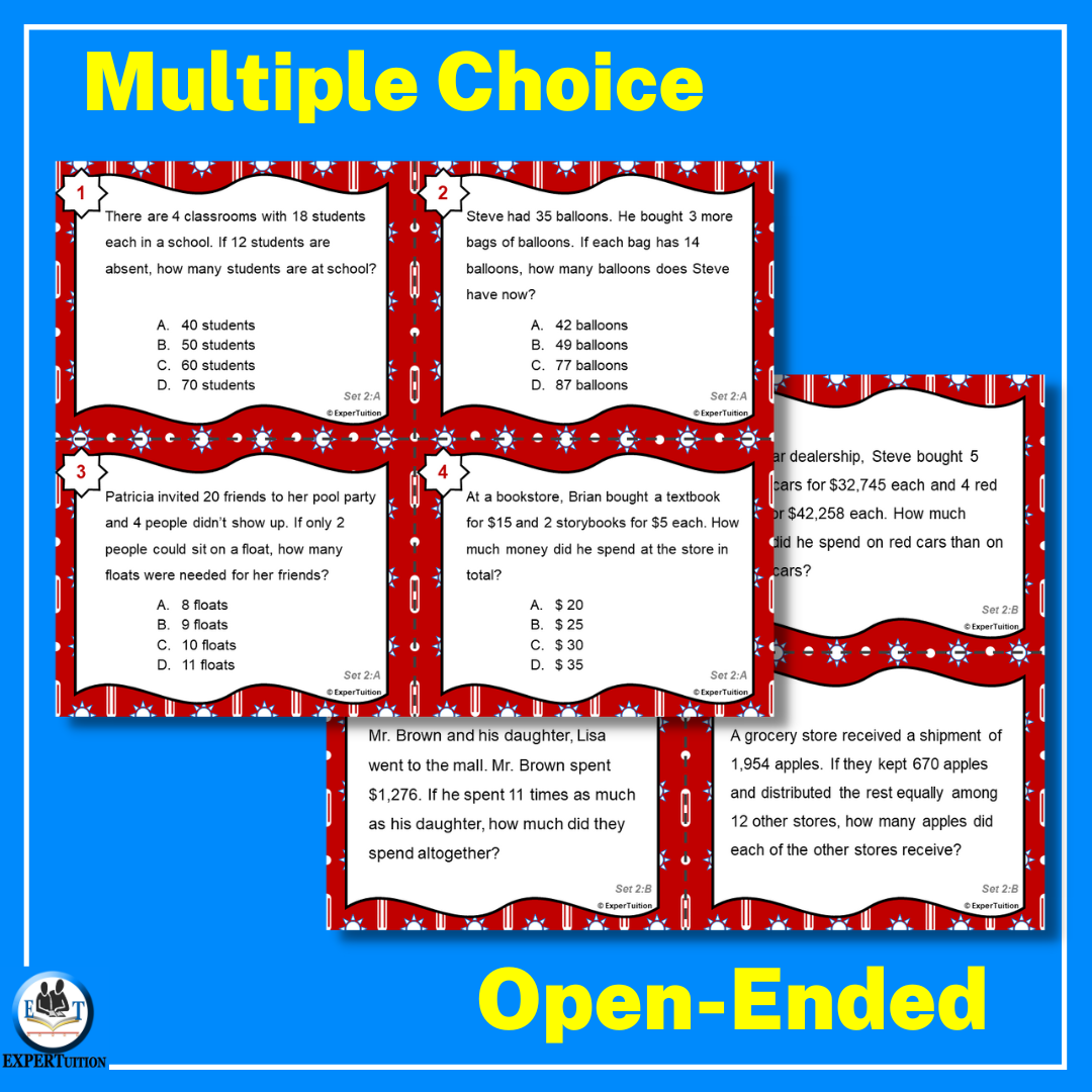 Multistep Word Problems Task Cards | Addition Subtraction ...