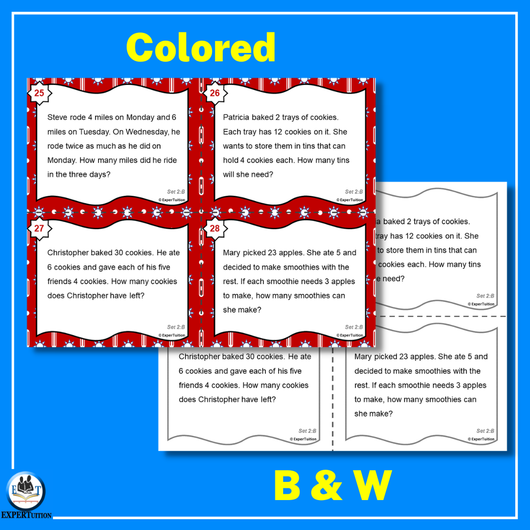 Multistep Word Problems Task Cards | Addition Subtraction ...