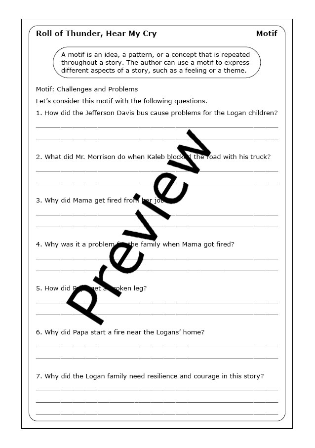 Mildred Taylor "Roll of Thunder, Hear My Cry" worksheets | Made By Teachers