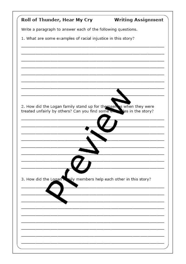 Mildred Taylor "Roll of Thunder, Hear My Cry" worksheets - Made By Teachers