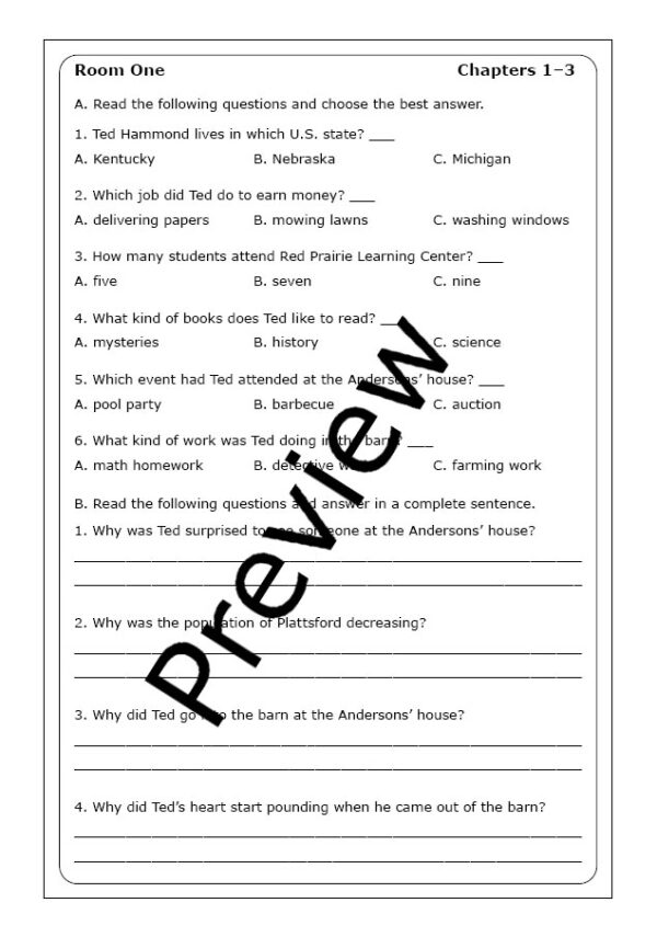 Andrew Clements "Room One" worksheets - Made By Teachers