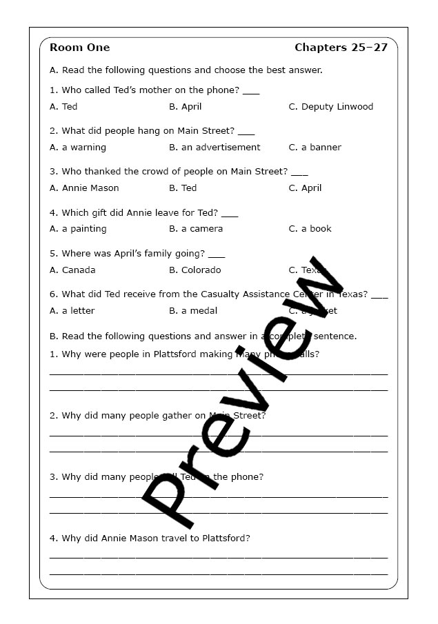 Andrew Clements "Room One" worksheets | Made By Teachers
