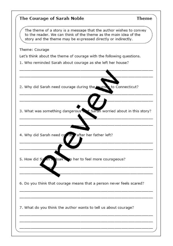 Alice Dalgliesh "The Courage of Sarah Noble" worksheets | Made By Teachers