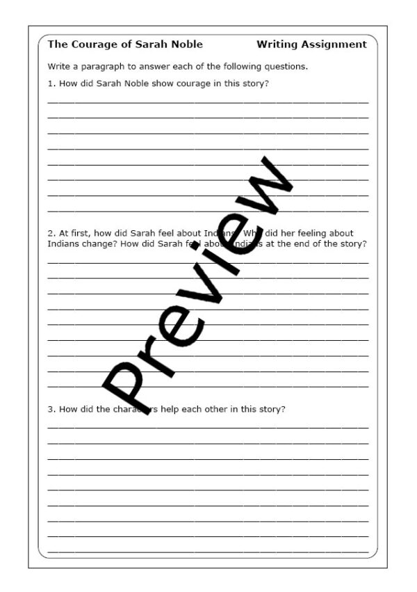 Alice Dalgliesh "The Courage of Sarah Noble" worksheets | Made By Teachers