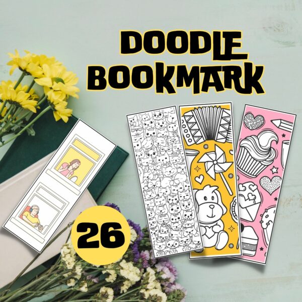 Free Doodle Bookmark, bookmarks to color , Doodle Bookmark Bundle ...