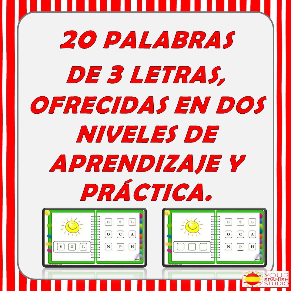 Spanish vocabulary for kids No prep Evergreen activity Palabras de 3 ...