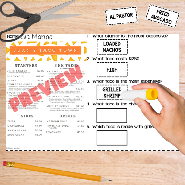 Understanding Menus Unit 3 - Reading Menus & Menu Math - Life Skills ...