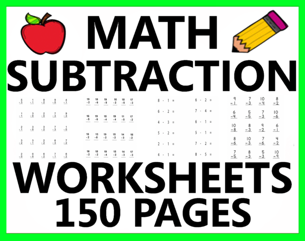 No Prep Math Subtraction Subtract Minus Worksheets | Made By Teachers