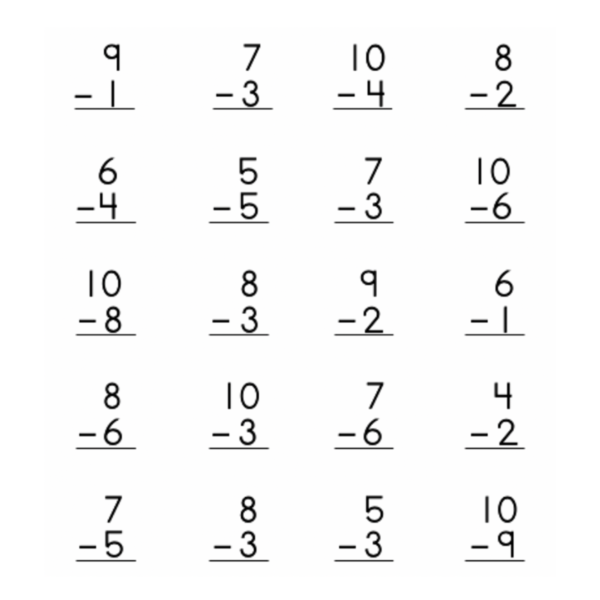 No Prep Math Subtraction Subtract Minus Worksheets | Made By Teachers