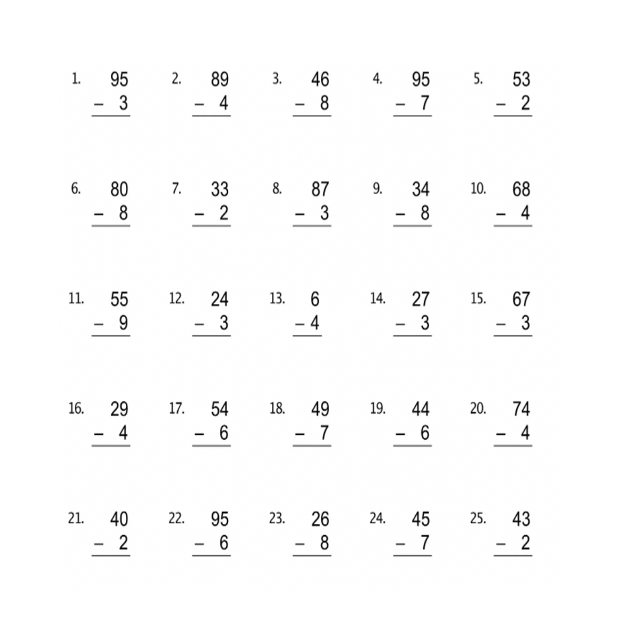 No Prep Math Subtraction Subtract Minus Worksheets | Made By Teachers