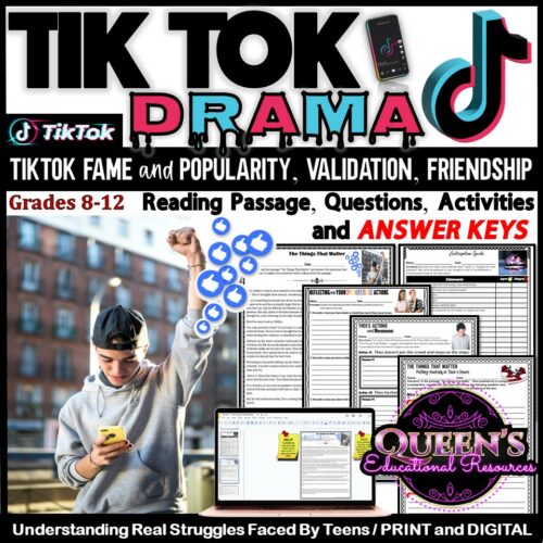 TikTok Reading Passage and Activities | Validation | Friendship ...