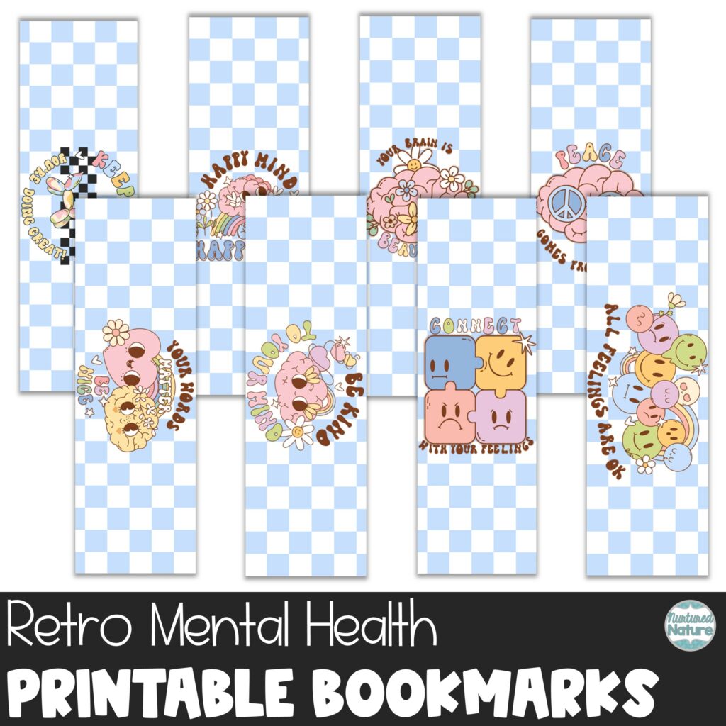 Retro Bookmarks for Classroom Library - Mental Health Awareness | Made ...
