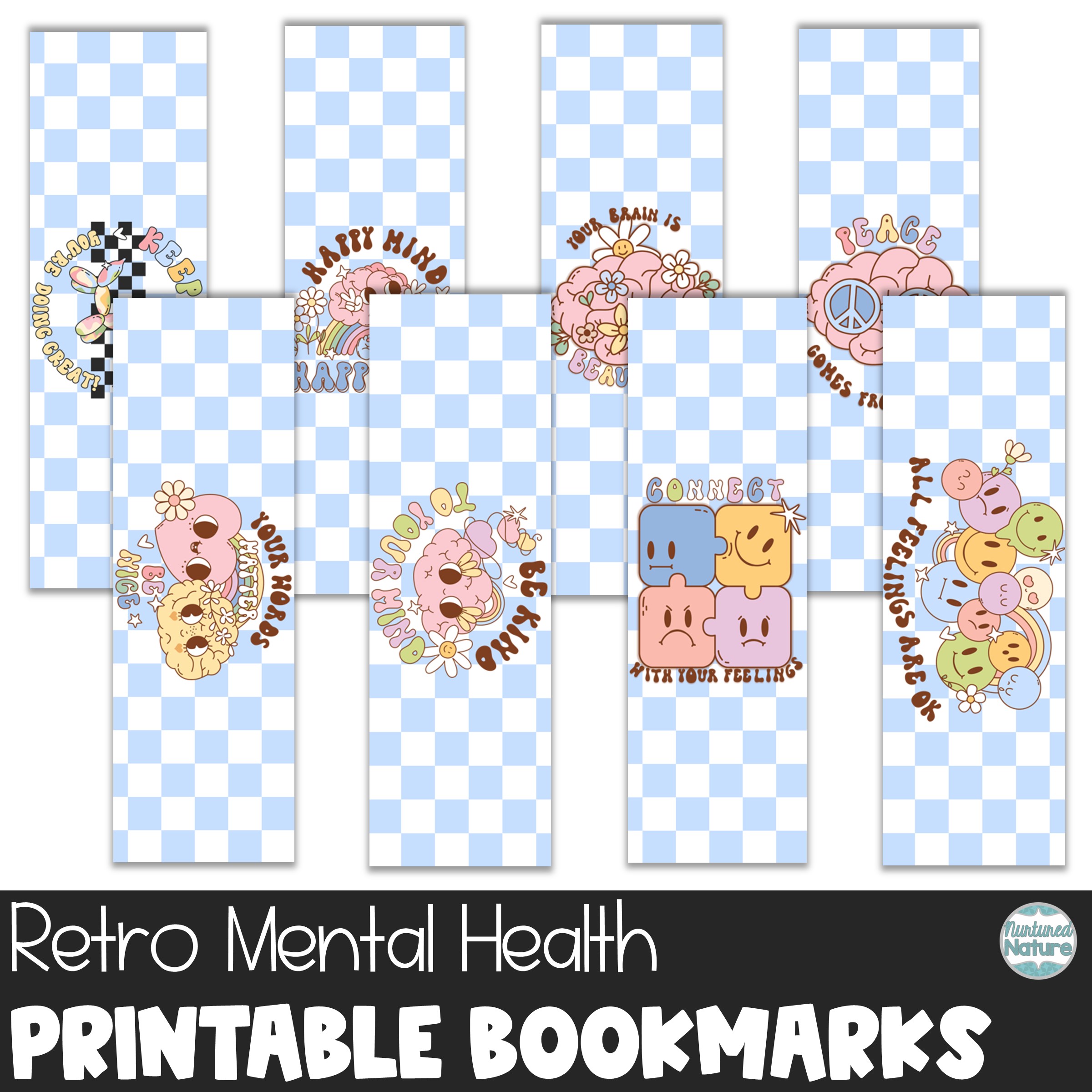 Retro Bookmarks for Classroom Library - Mental Health Awareness | Made ...