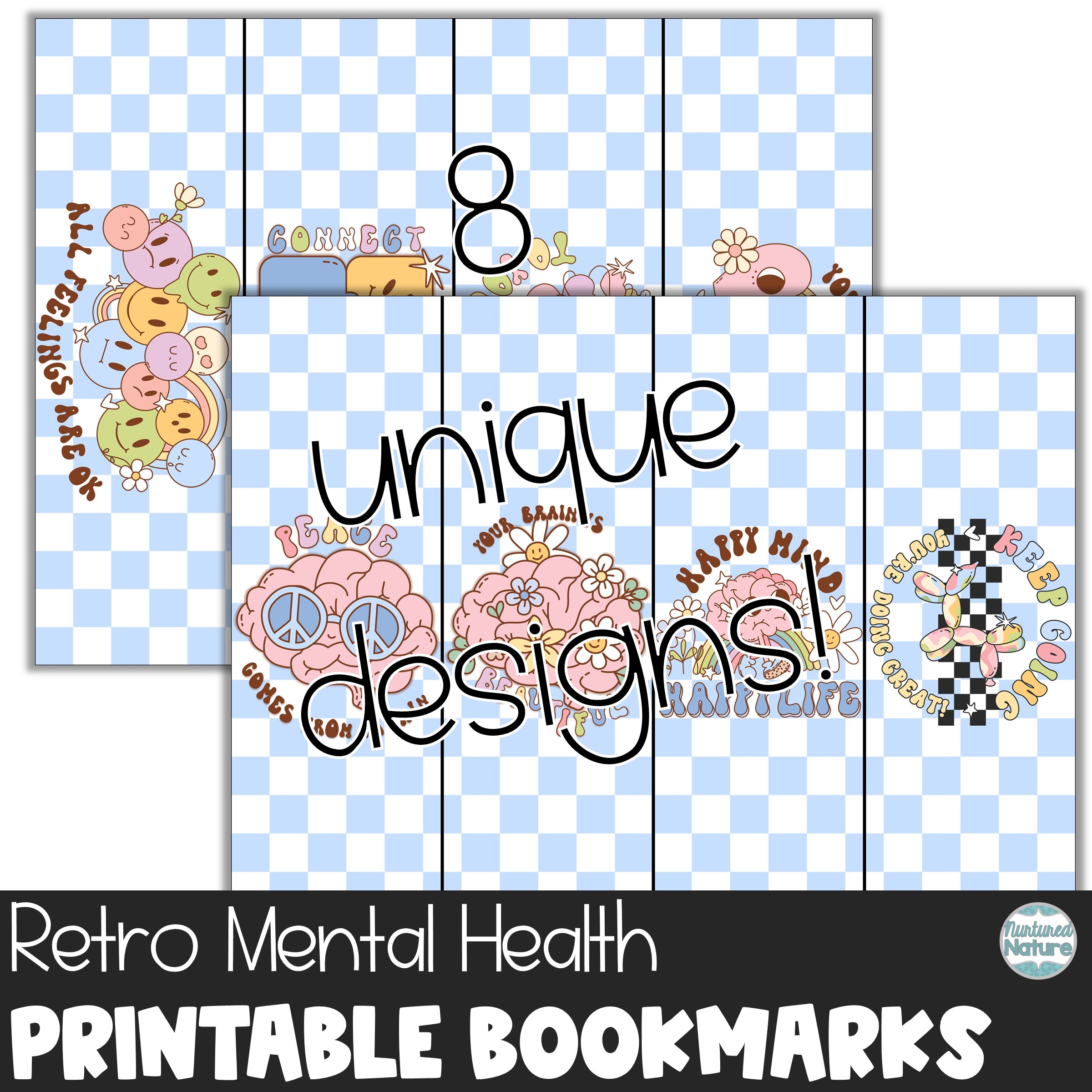 Retro Bookmarks for Classroom Library - Mental Health Awareness | Made ...