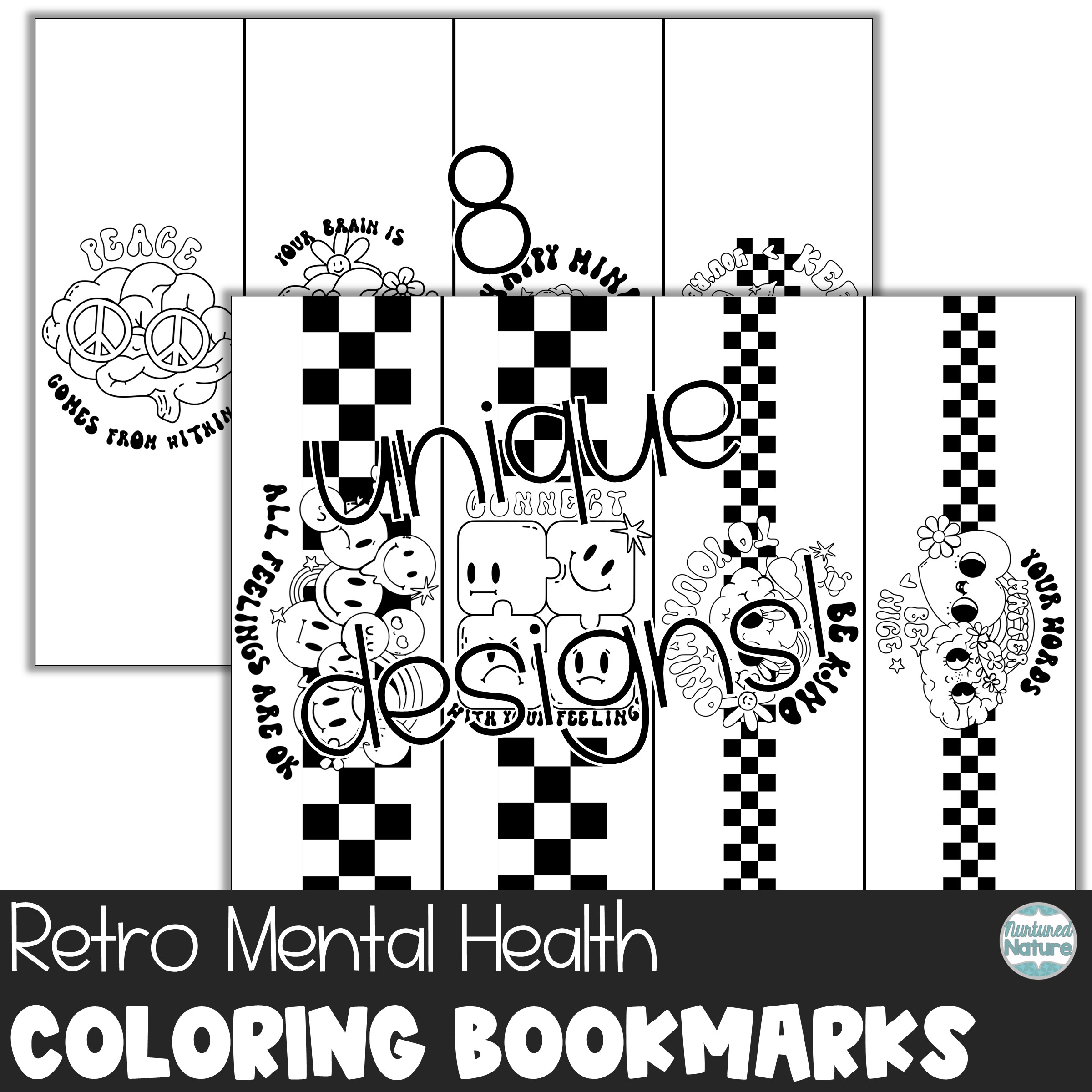 Retro Mental Health Coloring Sheet Bookmarks | Made By Teachers