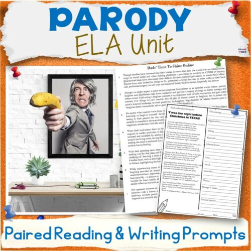 Parody Unit - Middle School Paired Reading, Writing Prompts, Print and ...