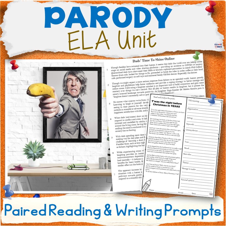 Parody Unit - Middle School Paired Reading, Writing Prompts, Print and ...