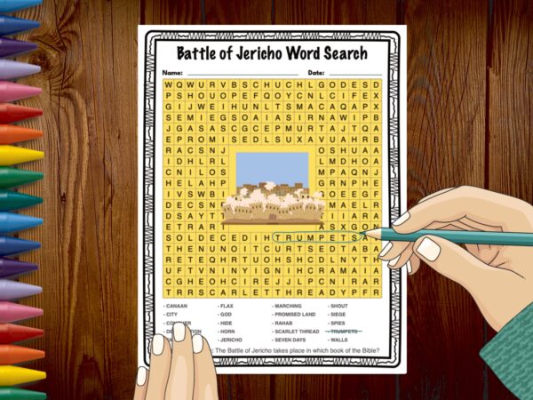 Joshua and the Battle of Jericho Word Search Bible Puzzle Activity ...
