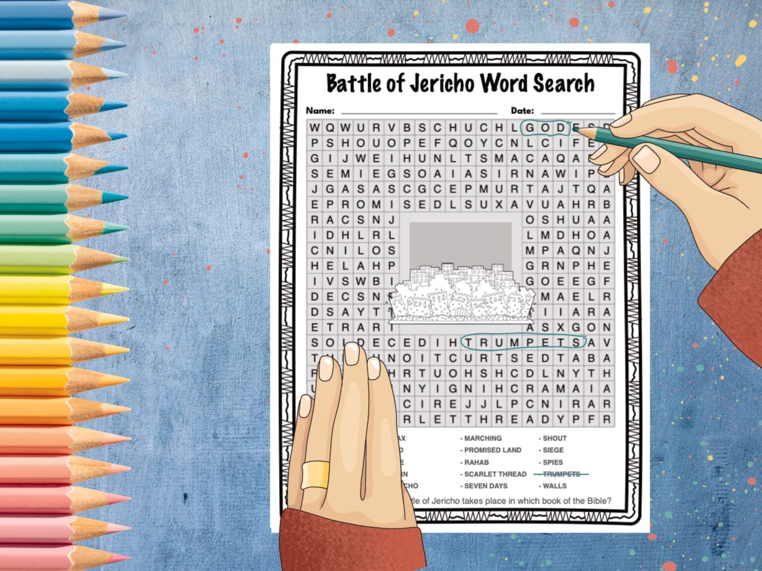 Joshua and the Battle of Jericho Word Search Bible Puzzle Activity ...
