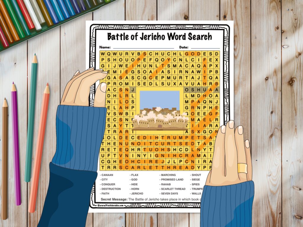 Joshua and the Battle of Jericho Word Search Bible Puzzle Activity ...