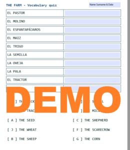 SPANISH VOCABULARY QUIZ - THE FARM | Made By Teachers