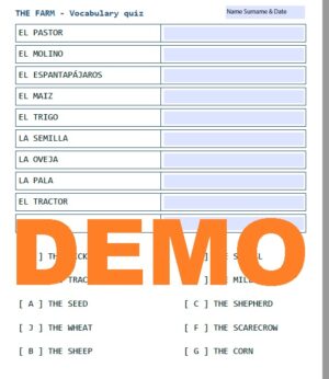 SPANISH VOCABULARY QUIZ - THE FARM | Made By Teachers