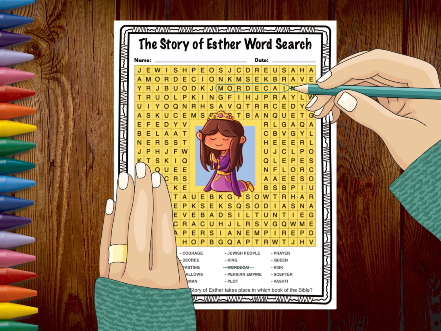 The Story of Esther Word Search Bible Puzzle Activity Worksheet | Made ...