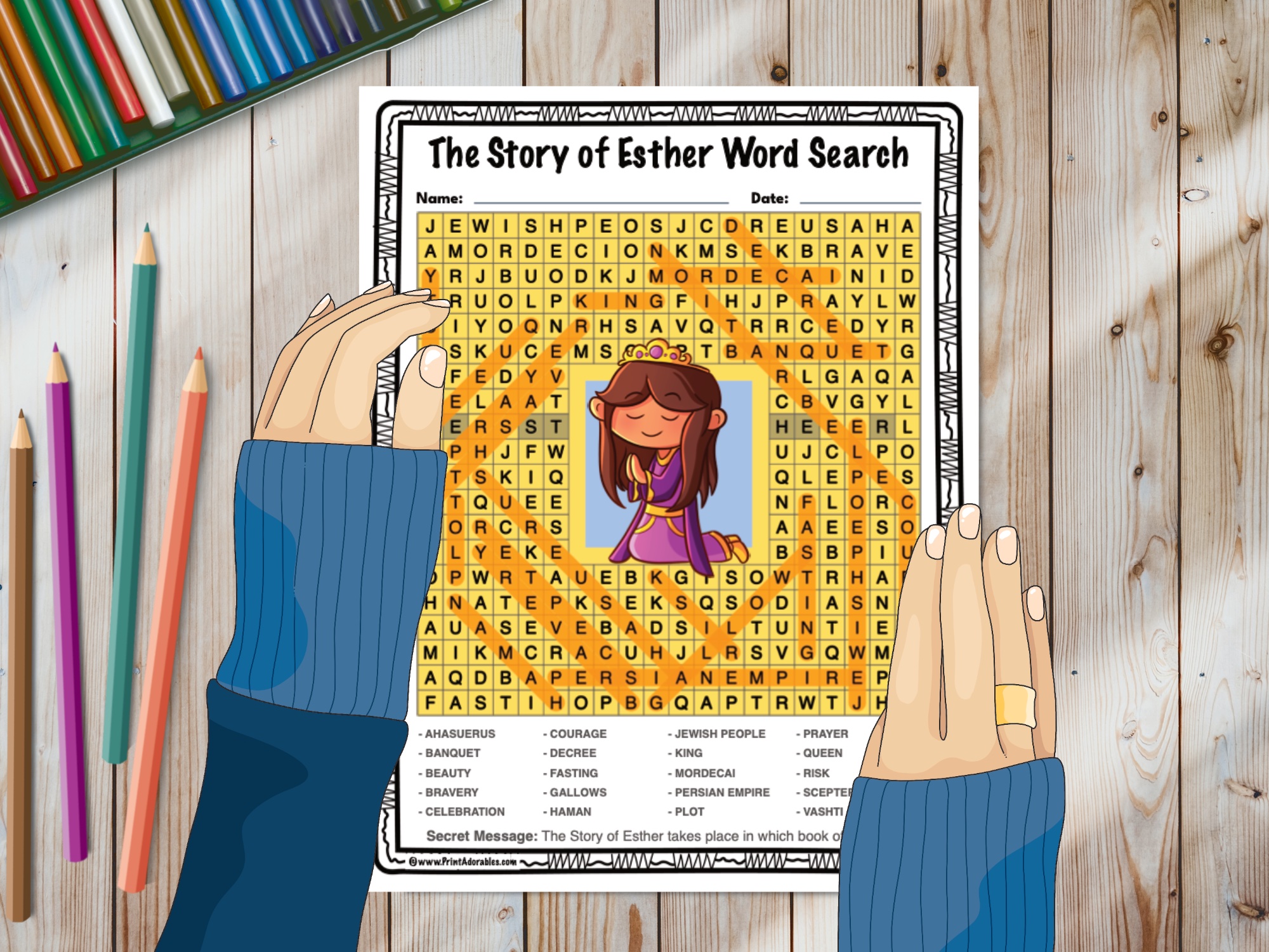 The Story of Esther Word Search Bible Puzzle Activity Worksheet | Made ...