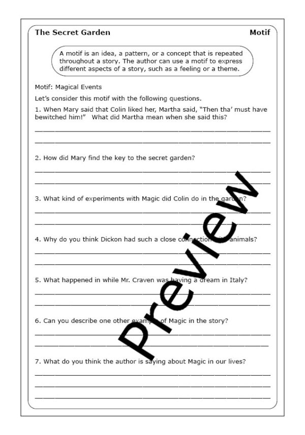 Frances Burnett Hodgson "The Secret Garden" worksheets - Made By Teachers