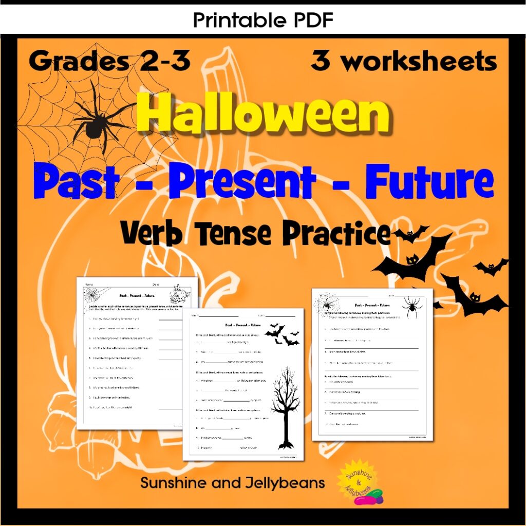 Verb Tense Practice - Past-Present-Future - Halloween - Grades 2-3 ...