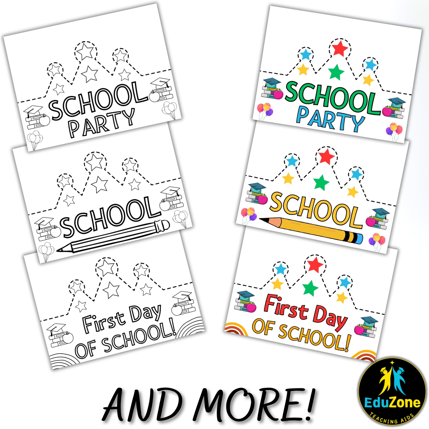 Colorful or Colorable Cut Out Crowns for Grades 1-5 for the First Day ...