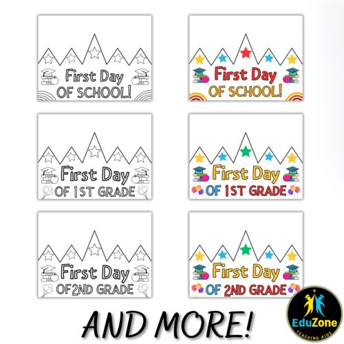 Colorful or Colorable Cut Out Crowns for Grades 1-5 for the First Day ...