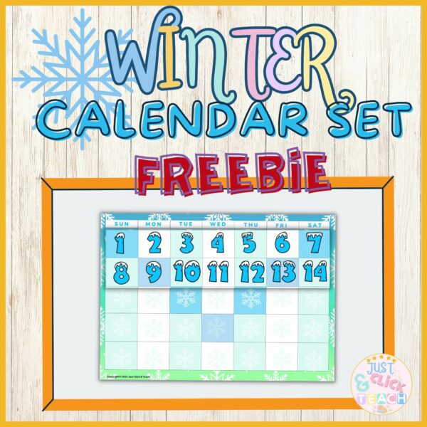 Free Calendar Poster and Numbers Cards| Pocket chart| Blue winter ...