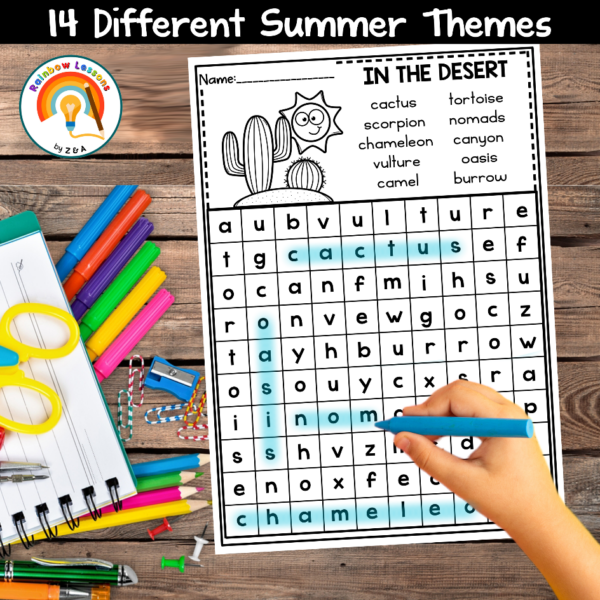 Summer Word Search and Puzzles Worksheets | Summer Vocabulary | Summer ...
