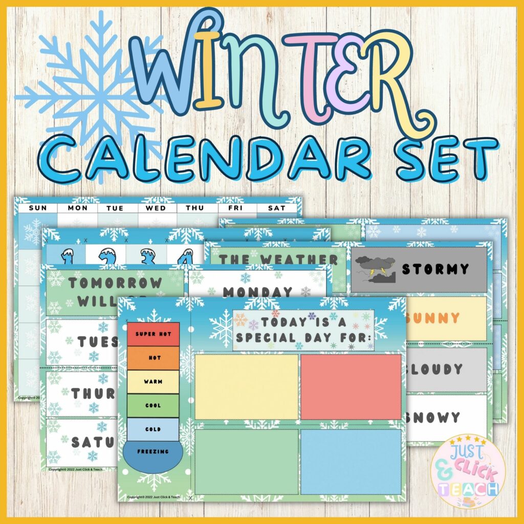 January Classroom Calendar & Weather Display Set | winter & snow theme ...