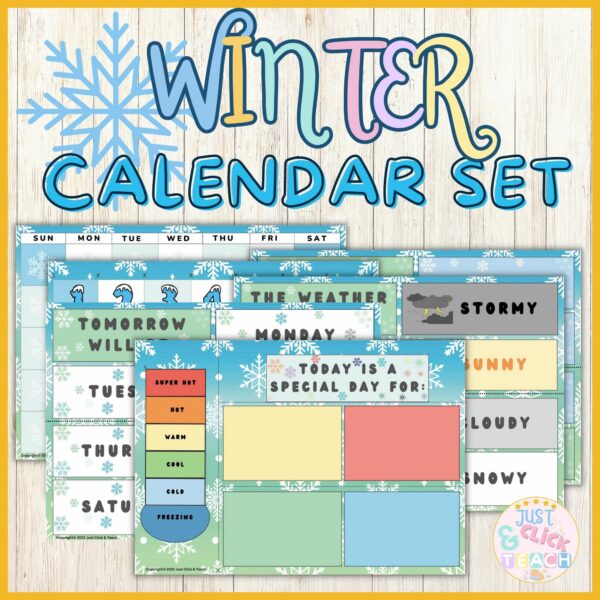 January Classroom Calendar & Weather Display Set | winter & snow theme ...
