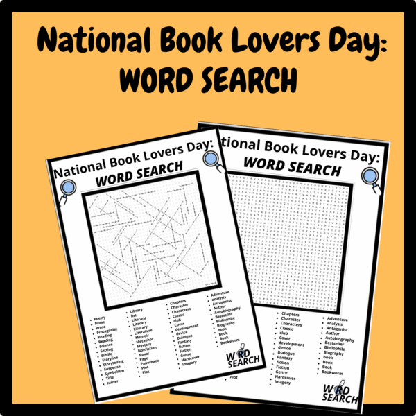 National Book Lovers Day WORD SEARCH PUZZLE, ACTIVITIES | Made By Teachers