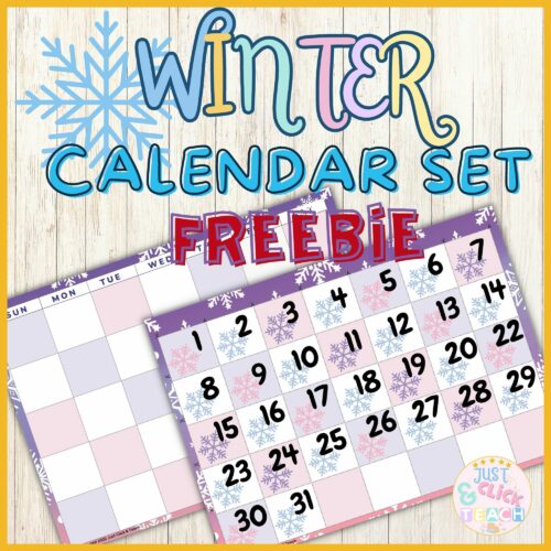 Free Calendar Poster and Numbers Cards| Pocket chart| Pink winter ...