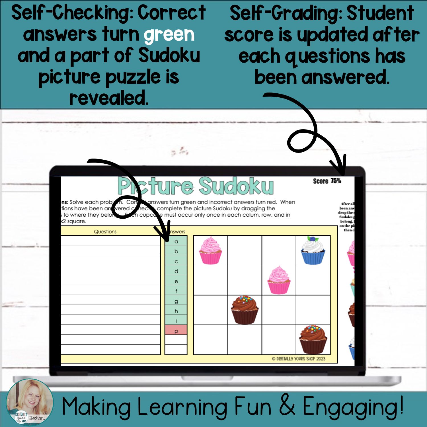 Editable Customizable Self-Checking Template Digital Activity Picture ...