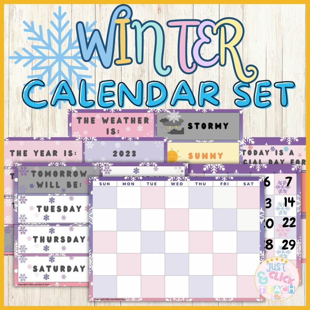 January Classroom Calendar & Weather Display Set | winter & snow theme ...