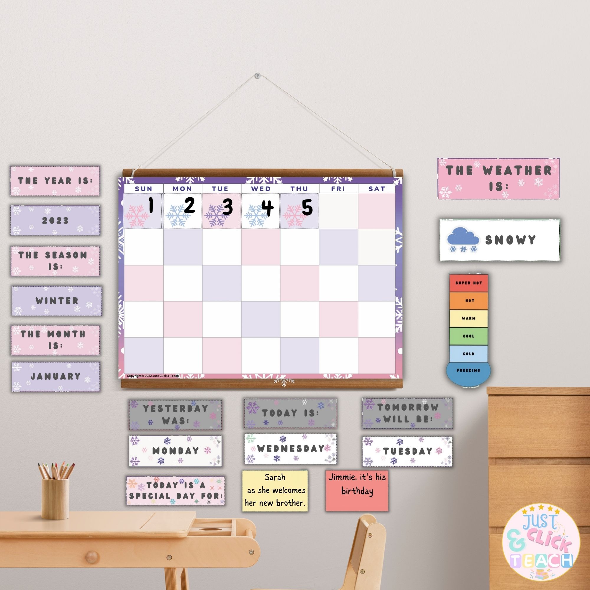 January Classroom Calendar & Weather Display Set | winter & snow theme ...
