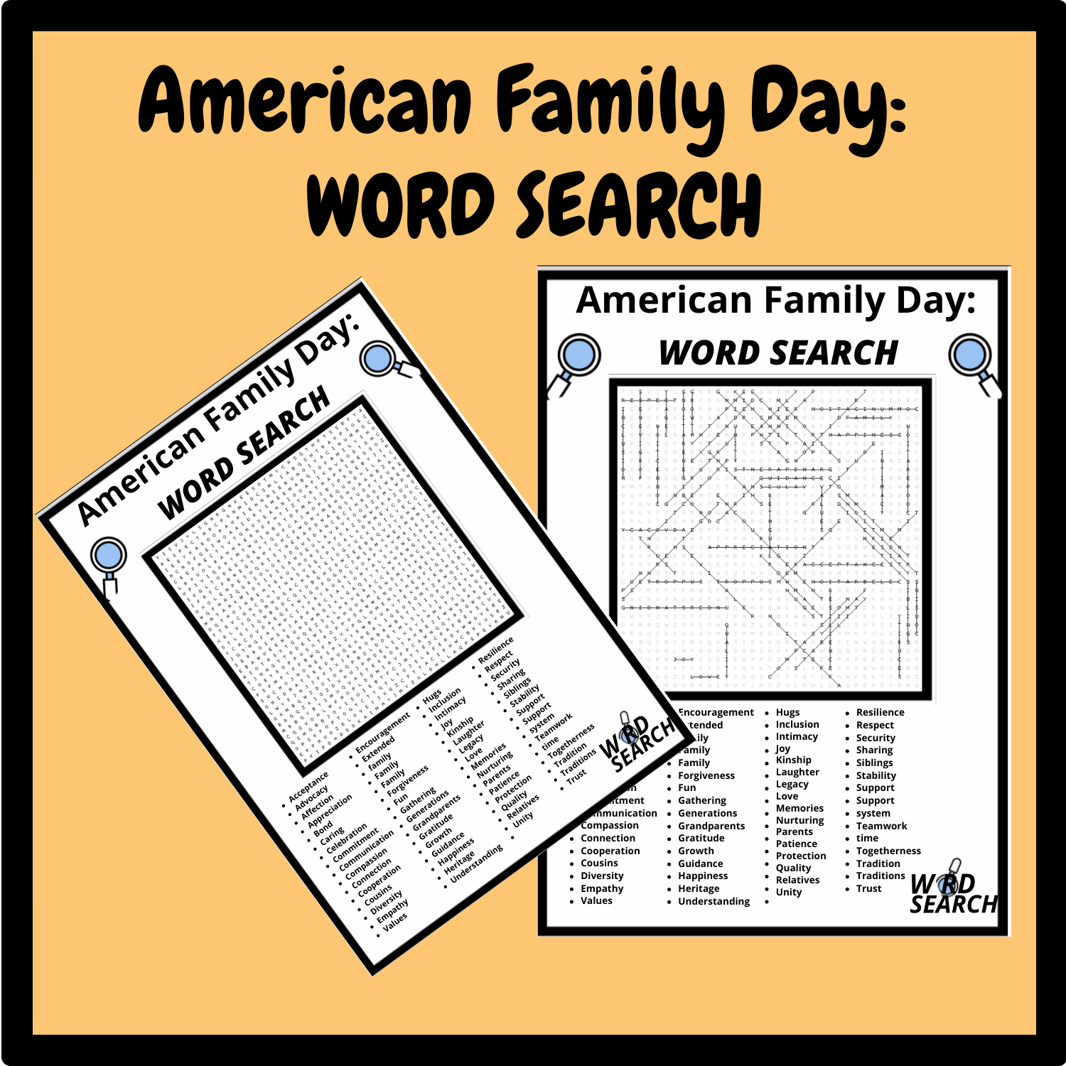 AMERICAN FAMILY DAY WORD SEARCH PUZZLE ,ACTIVITIES | Made By Teachers