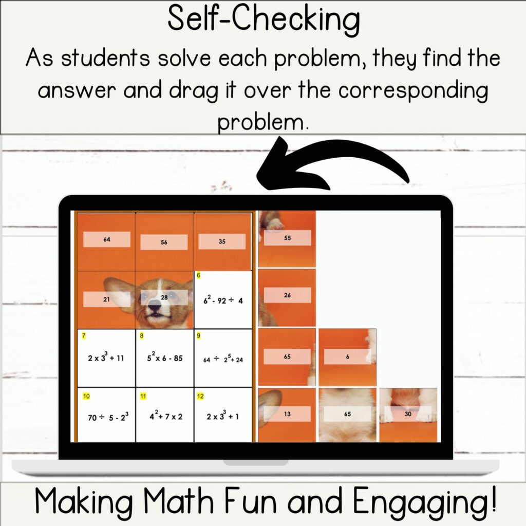 Evaluating Expressions with Exponents Digital Self-Checking Math ...