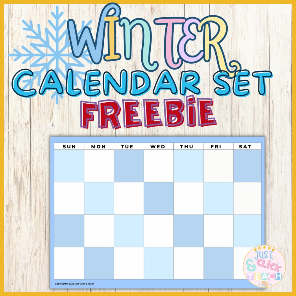 Free Calendar Poster | classroom calendar poster| blue winter theme ...